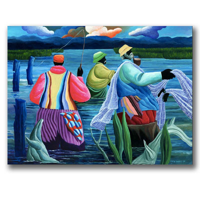 Net Fishing II by Ivey Hayes (1315) - Islands Art & Bookstore